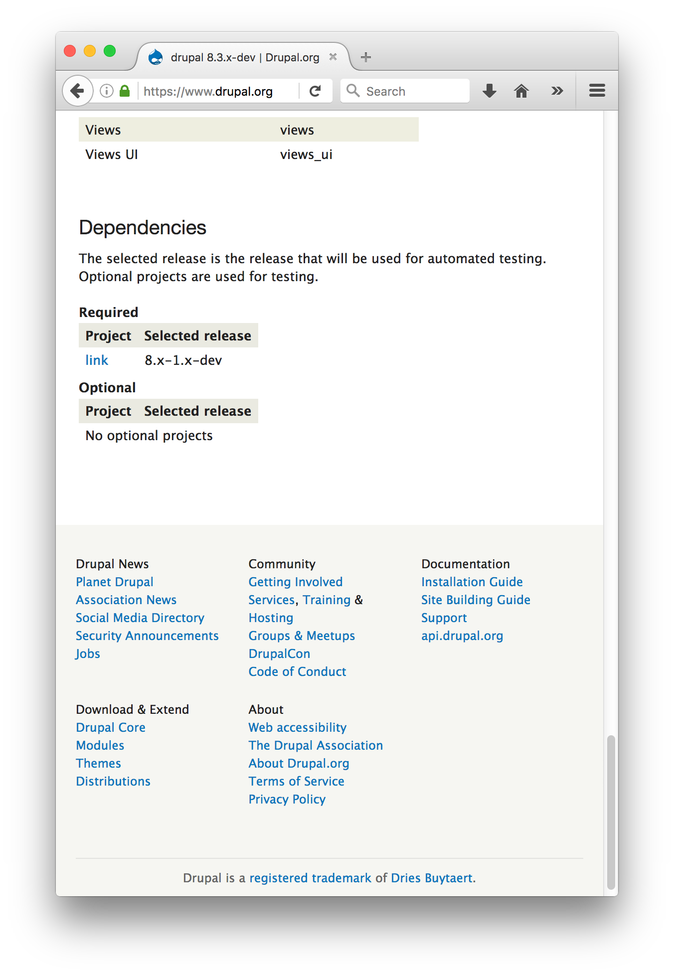 Define project dependencies in core module .info files [#2798891] | Drupal.org